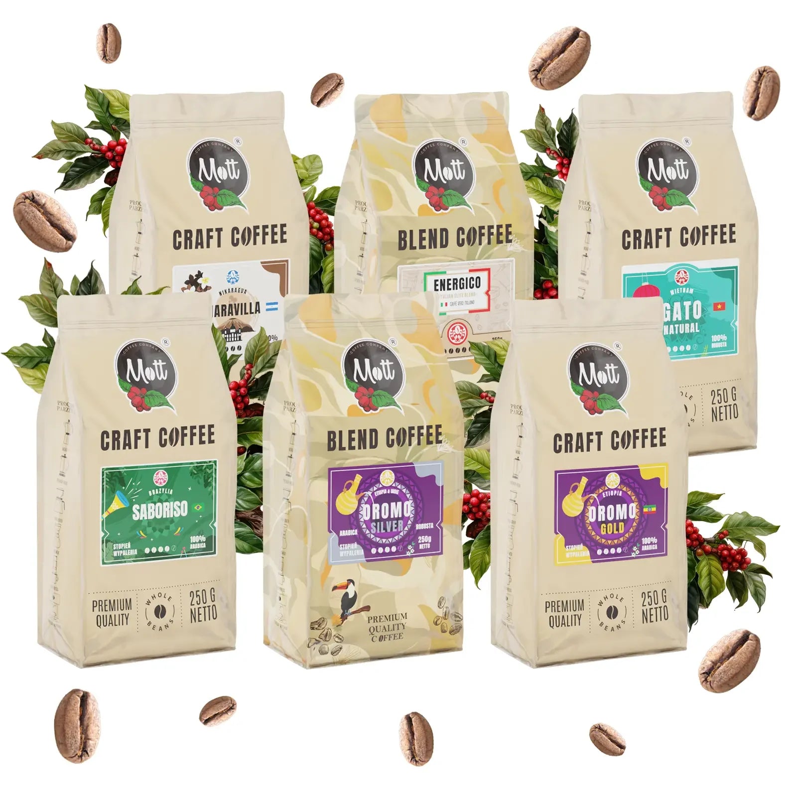 Zestaw degustacyjny kaw kraftowych 6 x 250g – MottCoffee.com
